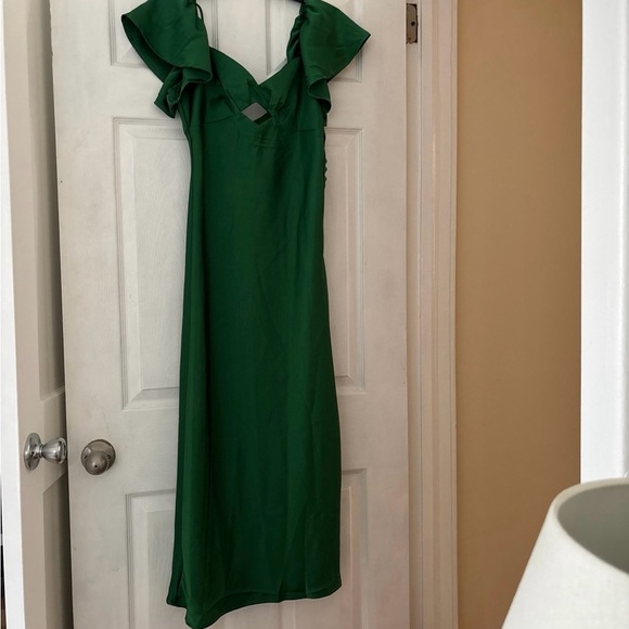 Amazon | Dresses | Amazon Green Midi Dress With Ruffle Sleeves | Poshmark